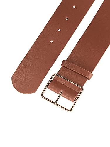 Allegra K PU Leather Belts for Women Metal Pin Buckle 2 inches Wide Belt for Dress Pants Fit waist 77-95cm/30-37 Brown