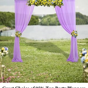 Chiffon Backdrop Curtain-2 Panels 29x96-Inch Wedding Backdrop Drapes Lavender Sheer Curtain Panels Tulle Backdrop Chiffon Fabric Photography Backdrop for Party (29''x96''x2pcs, Lavender)