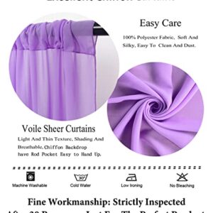 Chiffon Backdrop Curtain-2 Panels 29x96-Inch Wedding Backdrop Drapes Lavender Sheer Curtain Panels Tulle Backdrop Chiffon Fabric Photography Backdrop for Party (29''x96''x2pcs, Lavender)