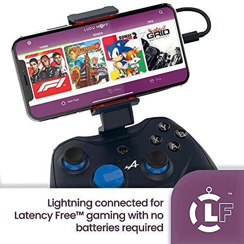 Rotor Riot Mfi Certified Gamepad Controller for iOS iPhone – Licensed Alpine F1 Edition - Wired with L3 + R3 Buttons, Power Pass Through Charging, 8 Way D-Pad, and redesigned ZeroG Mobile Device