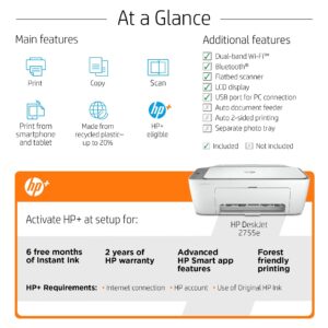 HP DeskJet 2755e All-in-One Wireless Color Printer, (26K67A) (Renewed)