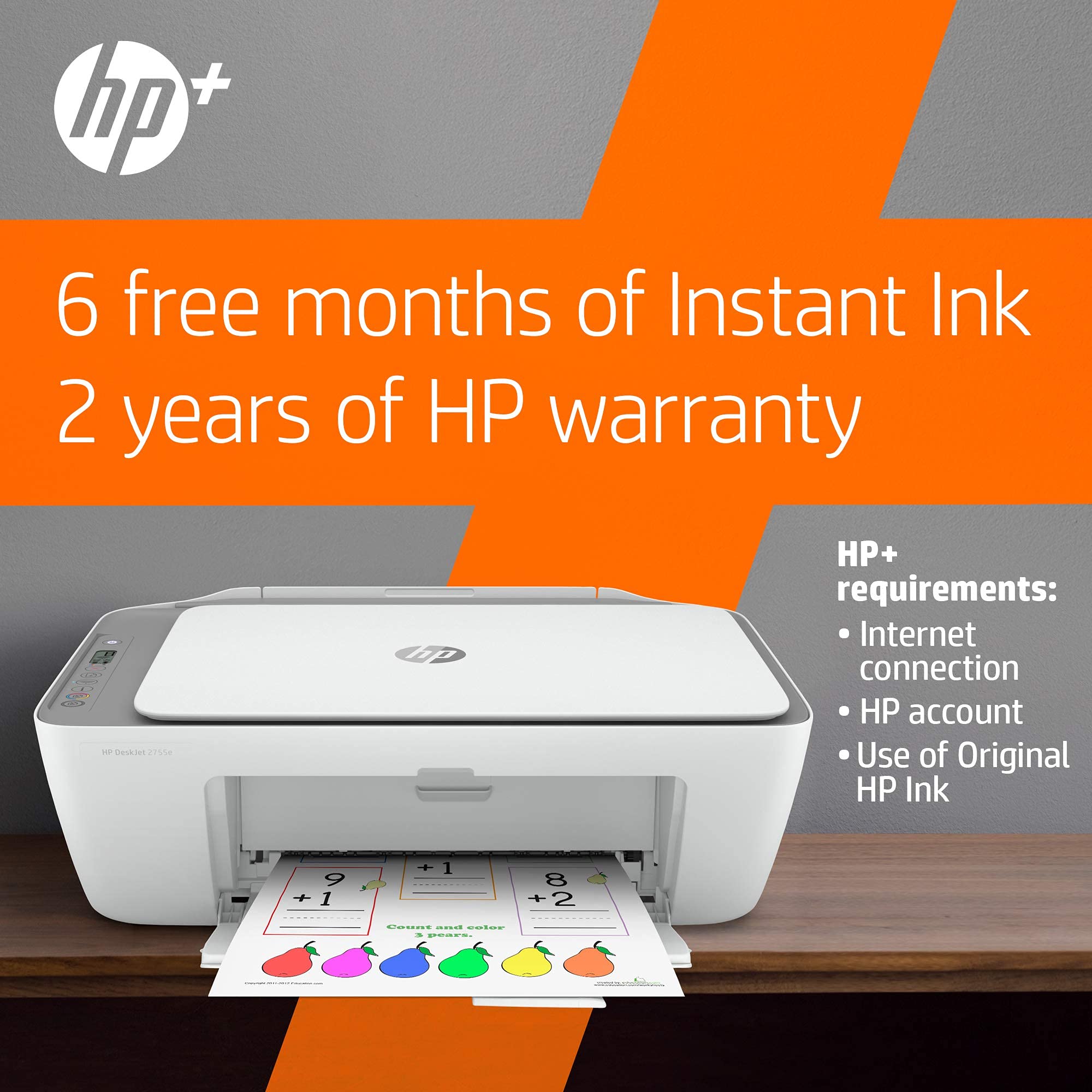 HP DeskJet 2755e All-in-One Wireless Color Printer, (26K67A) (Renewed)