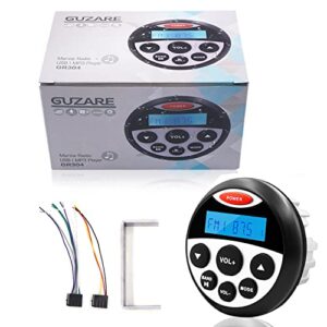 GUZARE Boat Marine Stereo Receiver Bluetooth - 45 x 4 Watts Audio AM FM Gauge Waterproof Radio Tuner Streaming for Boats Golf Cart ATV UTV and Spa Hot Tubs GR304