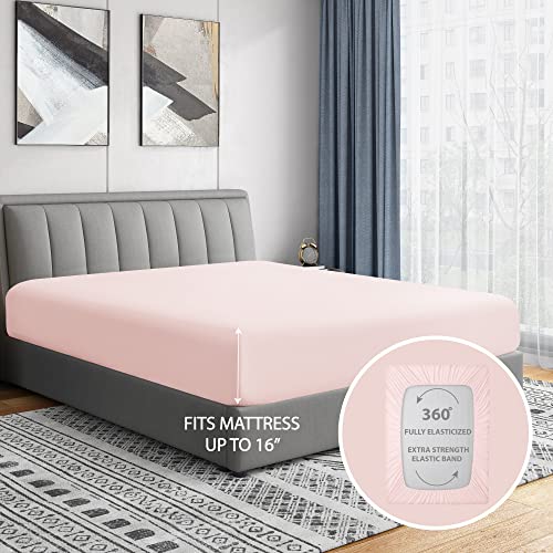 Cathay Home Essentials Ultra Soft Hypoallergenic Wrinkle Resistant Double Brushed Microfiber Bedding Sheet Set, Blush,3 pcs Twin