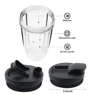 Ninja Blender Cups, Ninja Blender Cups Replacement, Ninja Replacement Cups for BL480 BL490 BL640 BL680 Auto IQ Blender, 18 oz