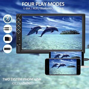 7 Inch Car Stereo Double Din Bluetooth 5.1,Car Radio Touch Screen FM Radio,Backup Camera/Support Mirror Link/Hands Free Calling,Steering Wheel Remote(SWC)/MP3/MP4/MP5 Subwoofer Player/2 Din Car Audio