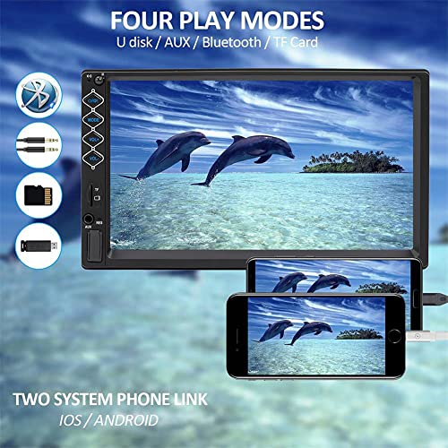 7 Inch Car Stereo Double Din Bluetooth 5.1,Car Radio Touch Screen FM Radio,Backup Camera/Support Mirror Link/Hands Free Calling,Steering Wheel Remote(SWC)/MP3/MP4/MP5 Subwoofer Player/2 Din Car Audio