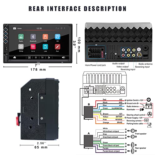 7 Inch Car Stereo Double Din Bluetooth 5.1,Car Radio Touch Screen FM Radio,Backup Camera/Support Mirror Link/Hands Free Calling,Steering Wheel Remote(SWC)/MP3/MP4/MP5 Subwoofer Player/2 Din Car Audio