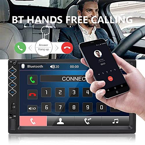 7 Inch Car Stereo Double Din Bluetooth 5.1,Car Radio Touch Screen FM Radio,Backup Camera/Support Mirror Link/Hands Free Calling,Steering Wheel Remote(SWC)/MP3/MP4/MP5 Subwoofer Player/2 Din Car Audio