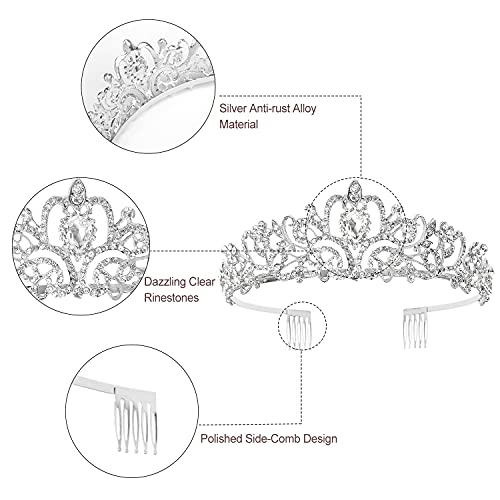 KICOSY Birthday Crown for Women Birthday Sash and Crown Silver Birthday Decorations Crystal Tiara and Birthday Queen Sash Party Favor Gifts for Women and Girls Hair Accessories