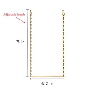 WFDERAN 2 Pcs Height Adjustable Metal Chain Clothing Hanging Racks,Creative Commercial Wedding Dress Display Shelf,Retail Store Garment Rack,Ceiling Mount Clothes Storage Rod (Gold, 47.2" L)