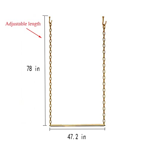 WFDERAN 2 Pcs Height Adjustable Metal Chain Clothing Hanging Racks,Creative Commercial Wedding Dress Display Shelf,Retail Store Garment Rack,Ceiling Mount Clothes Storage Rod (Gold, 47.2" L)