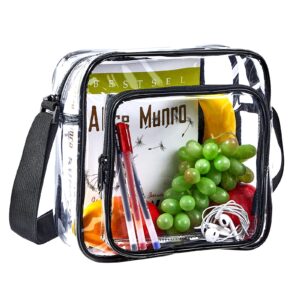 gdbis clear crossbody bag stadium approved, clear messenger shoulder bag with adjustable strap for work, concerts, sports events