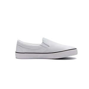 Low-Top Slip Ons Women's Fashion Sneakers Casual Canvas Sneakers for Women Comfortable Flats Breathable Padded Insole Slip on Sneakers Women Low Slip on Shoes (White, Numeric_8)