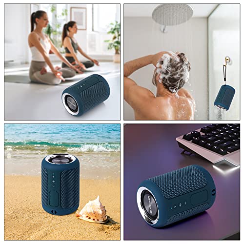 MAWODE Bluetooth Speakers, T10 Waterproof Speaker, 8 Hr Playtime Portable Speaker, Small, Lightweight, Mini, Wireless, Shower Speaker, Aux & TF Card Support (Blue)