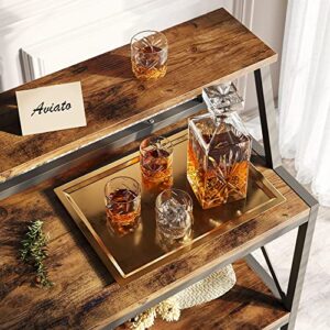 Bestier Bar Table with Storage Coffee Bar Cabinets for Liquor and Glasses, Wine Rack Freestanding Floor with Glass Holder for Home Kitchen Dining Room Basement,Rustic Brown