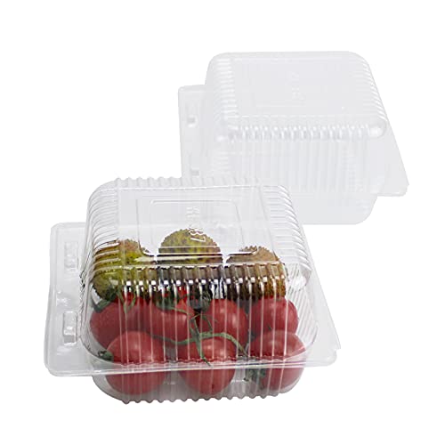 Clear Hinged Plastic Containers with Lids,50PC Square Hinged Food Individual Cake Slice Containers Disposable Plastic Clamshell Takeout Tray for Salads,Sandwiches 5.3x4.7x2.8 Inch