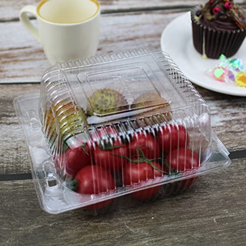 Clear Hinged Plastic Containers with Lids,50PC Square Hinged Food Individual Cake Slice Containers Disposable Plastic Clamshell Takeout Tray for Salads,Sandwiches 5.3x4.7x2.8 Inch