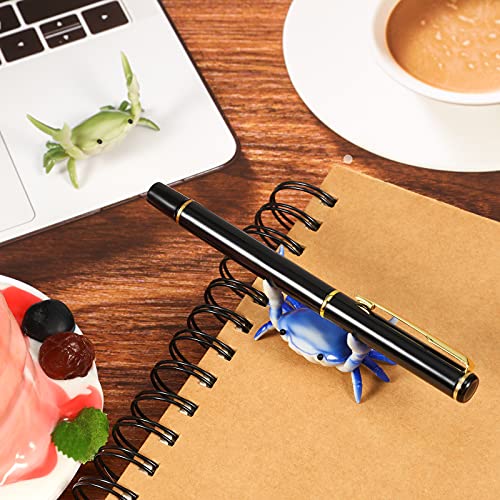 Zonon 2 Pieces Japanese Creative Cute Crab Pen Holder for Desk Weightlifting Crab Pen Holder Creative Present Stand Storage Stationery Desktop Decoration Ornament, Blue and Green