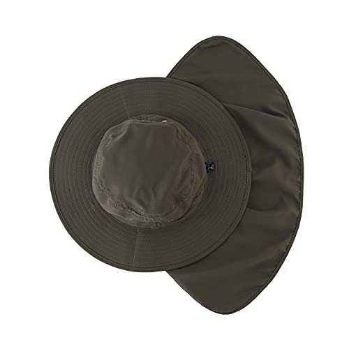 Home Prefer Mens Sun Hat with Neck Flap Quick Dry UV Protection Caps Fishing Hat (Dark Green)