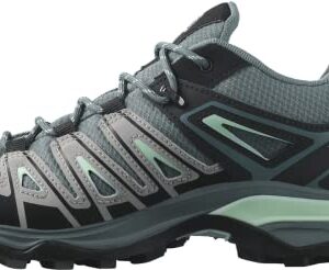 Salomon X Ultra Pioneer CLIMASALOMON Waterproof Hiking Shoes for Women, Stormy Weather/Alloy/Yucca, 7.5