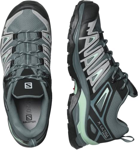 Salomon X Ultra Pioneer CLIMASALOMON Waterproof Hiking Shoes for Women, Stormy Weather/Alloy/Yucca, 7.5