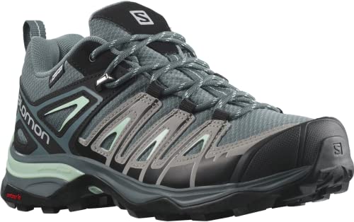 Salomon X Ultra Pioneer CLIMASALOMON Waterproof Hiking Shoes for Women, Stormy Weather/Alloy/Yucca, 7.5