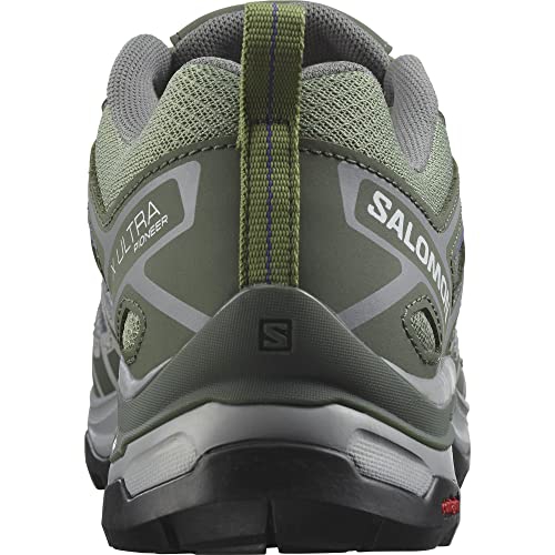 Salomon X Ultra Pioneer AERO Hiking Shoes for Women Trail Running, Oil Green/Castor Gray/Amparo Blue, 8.5