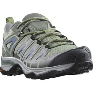 Salomon X Ultra Pioneer AERO Hiking Shoes for Women Trail Running, Oil Green/Castor Gray/Amparo Blue, 8.5