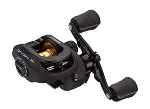 13 fishing - origin r1 baitcast reel - 8.1:1 gear ratio - left hand retrieve (100 size) (fresh) - or1-8.1-lh, black/gold