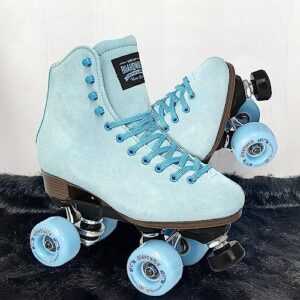 Sure-Grip Boardwalk Unisex Outdoor Roller Skates Material of Leather, Rubber, Suede & Aluminum Trucks | Comfortable, Extra Long Laces - Suitable for Beginners (Sea Breeze, Mens 9 / Womens 10)