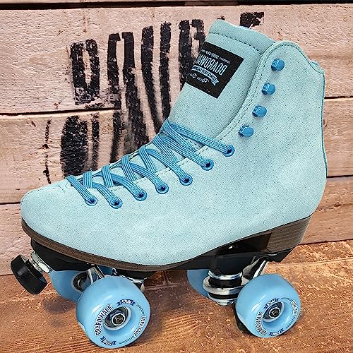 Sure-Grip Boardwalk Unisex Outdoor Roller Skates Material of Leather, Rubber, Suede & Aluminum Trucks | Comfortable, Extra Long Laces - Suitable for Beginners (Sea Breeze, Mens 9 / Womens 10)