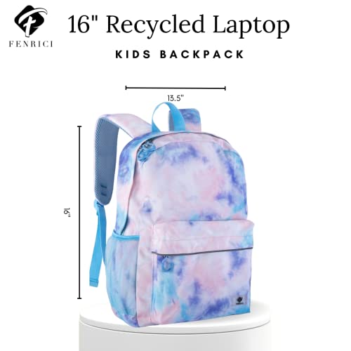 Fenrici Tie Dye Backpack: The Perfect Girls' Backpack for School, Teens and Kids with Padded Laptop Compartment, Tie Dye, Pink, 16 Inch