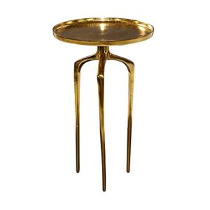 Deco 79 Aluminum Round Accent Table with 3 Tripod Legs, 16" x 16" x 25", Gold