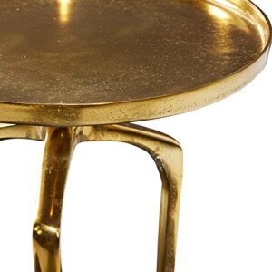 Deco 79 Aluminum Round Accent Table with 3 Tripod Legs, 16" x 16" x 25", Gold