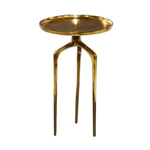 Deco 79 Aluminum Round Accent Table with 3 Tripod Legs, 16" x 16" x 25", Gold