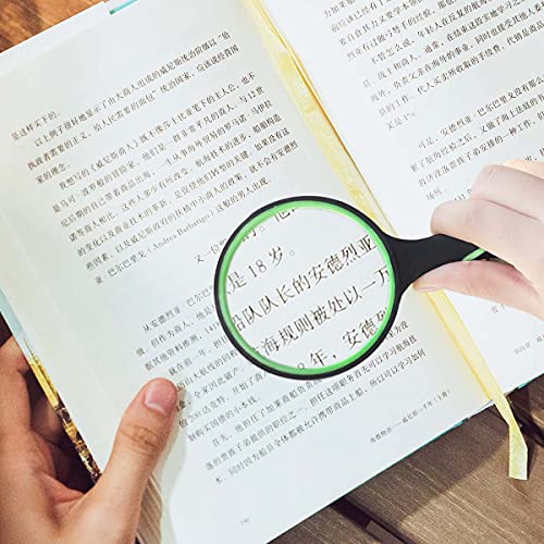 10X Shatterproof Magnifying Glass 10X Large Handheld Magnifying Glass for Seniors Kids 75mm Magnifying Lens with Non-Slip Rubber Handle Magnifier Glass for Reading Science Insect Hobby Observation