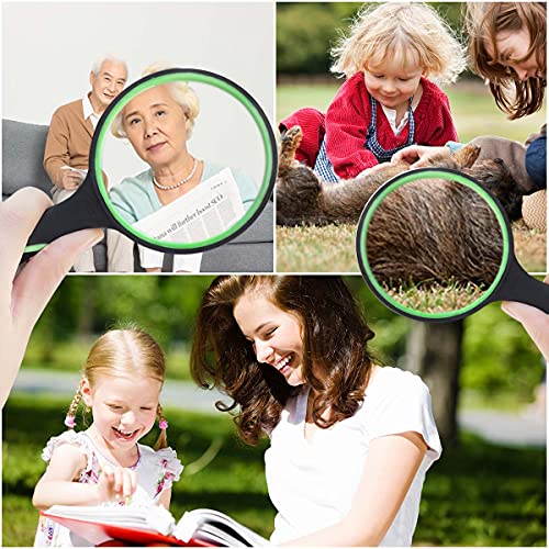 10X Shatterproof Magnifying Glass 10X Large Handheld Magnifying Glass for Seniors Kids 75mm Magnifying Lens with Non-Slip Rubber Handle Magnifier Glass for Reading Science Insect Hobby Observation