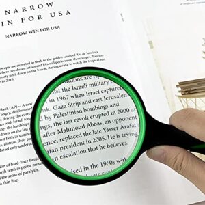 10X Shatterproof Magnifying Glass 10X Large Handheld Magnifying Glass for Seniors Kids 75mm Magnifying Lens with Non-Slip Rubber Handle Magnifier Glass for Reading Science Insect Hobby Observation