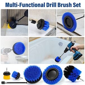 AstroAI Drill Brush Attachment Set 6 Pack-Power Scrubber Cleaning Kit with Extend for Car Detailing, Bathroom Surfaces, Kitchen, Shower, Car Wheels, Seats, Tile, Floor, Grout All Purpose - Blue