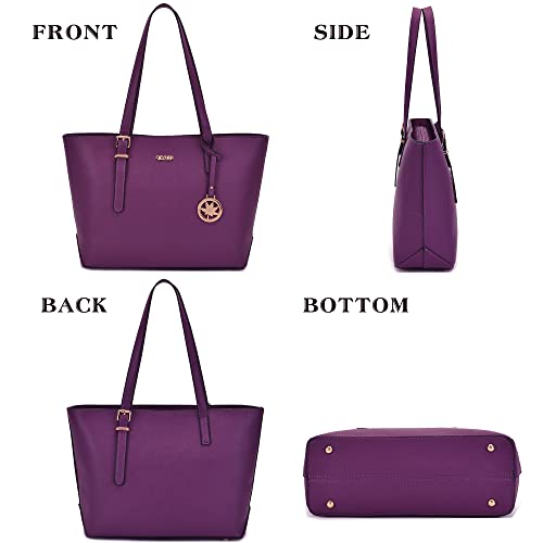 Purses And Wallets Set For Women Work Tote Handbags Shoulder Bag Top Handle Totes Purse With Wallet Purple Large