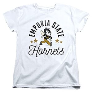 emporia state university official hornets women's t shirt,white, medium