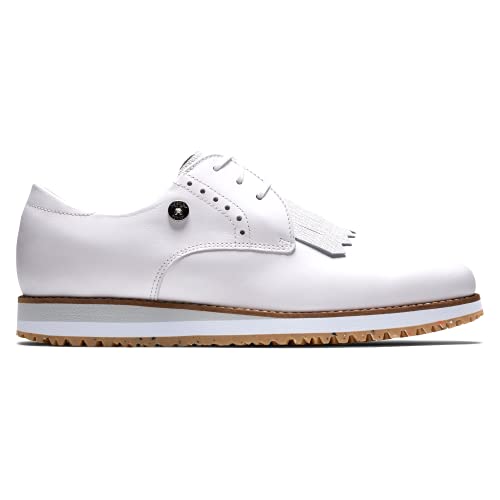 FootJoy Women's Sport Retro Previous Season Style Golf Shoe, White/White/Grey, 7.5