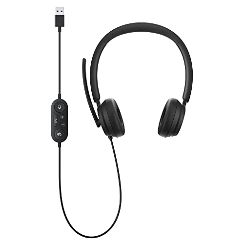 Microsoft Modern Wired Headset,On-Ear Stereo Headphones with Noise-Cancelling Microphone, USB-A Connectivity, In-Line Controls, PC/Mac/Laptop - Certified for Microsoft Teams