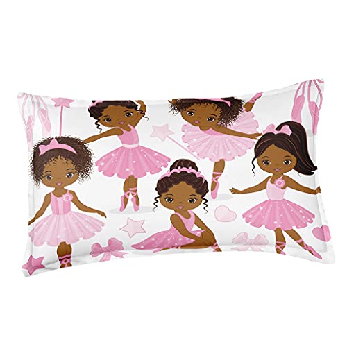 SIRDO Twin Bedding Sets for Girls, African American Magic Comforter Set with Ballet Dancer, Pink Bed Set for Toddler Kids Teens, Little Girls Bedroom Decor