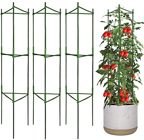 3Pack Tomato Cages Plant Cages 4ft Multifunctional Tomato Support Garden Trellis Tomato Stakes Cucumber Tomato Trellis for Vertical Climbing Plants Vegetable Flowers