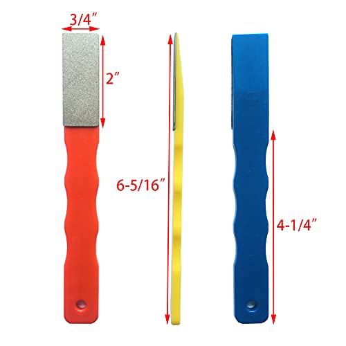 OSFTBVT Diamond Color Coded Mini Diamond Hone Kit 3Grits #220,400,600 Flat Hand File Knife Sharpener Red/Yellow/Blue - 3pcs