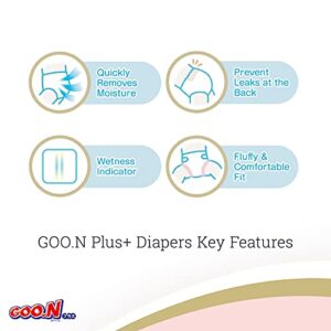 GOO.N Plus+ Diapers S Size (up to 18 lb) Unisex 1-Pack 50 Count Tape Straps Sensitive Skin, Made in Japan