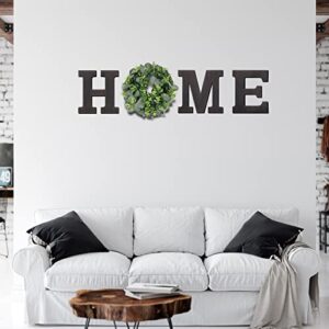 Whonline Home Sign Wall Decor Wooden Farmhouse Wall Decor Hanging Letters Home Sign with Eucalyptus Wreath for Front Door Living Room Entryway Kitchen Bathroom Housewarming