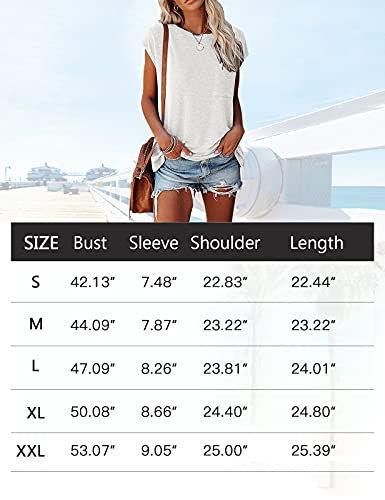 MEROKEETY Women's Casual Cap Sleeve T Shirts Basic Summer Tops Loose Solid Color Blouse White